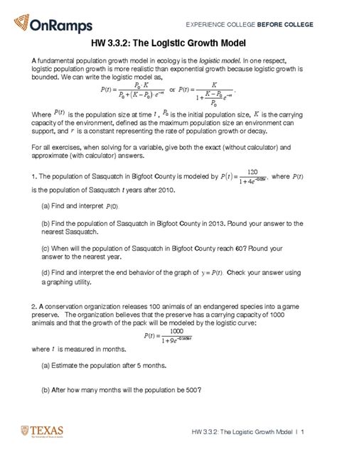 hw 3 3 2 the logistic growth model pdf logistic function statistical analysis