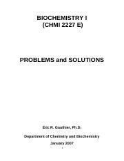 205304524 Biochemistry Problem Set Pdf BIOCHEMISTRY I CHMI 2227 E PROBLEMS And SOLUTIONS Eric