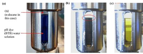 A Oil N Decane In This Case Floating Top Of Bromothymol Blue Btb Download Scientific
