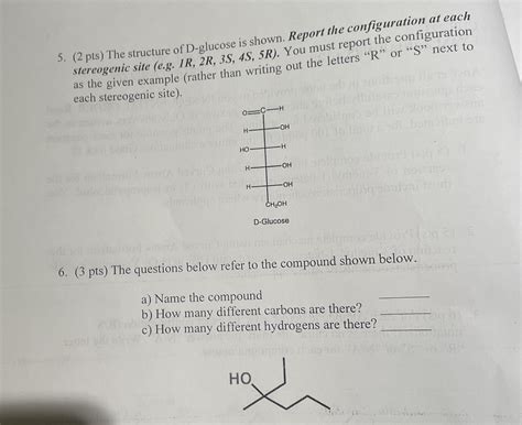 Solved Pts The Structure Of D Glucose Is Shown Report Chegg
