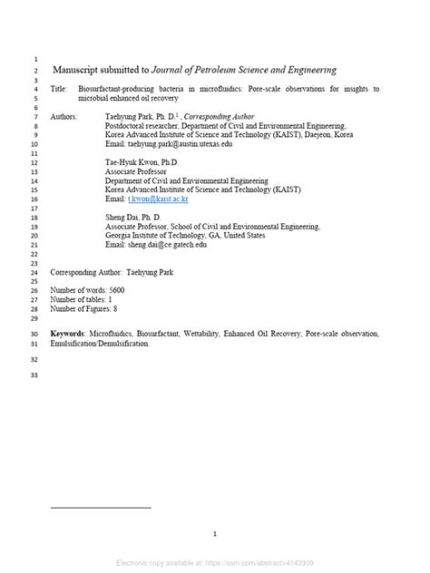 Biosurfactant Producing Bacteria In Microfluidics Pore Scale Observations For Insights To