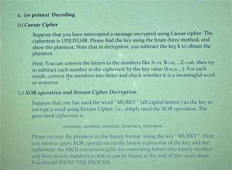 solved 1 caesar cipher suppose that you have intercepted a