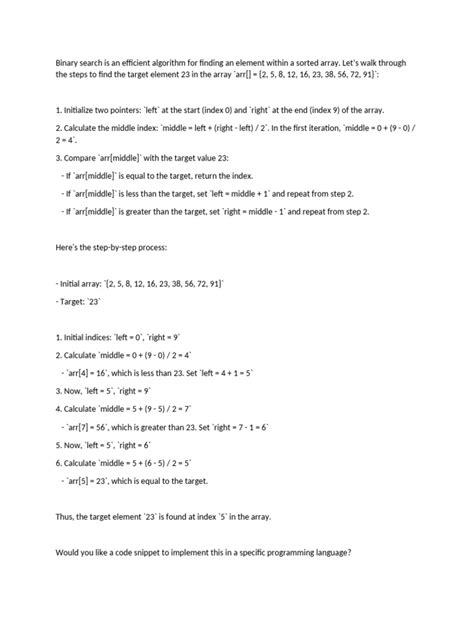 Binary Search Is An Efficient Algorithm For Finding An Element Within A