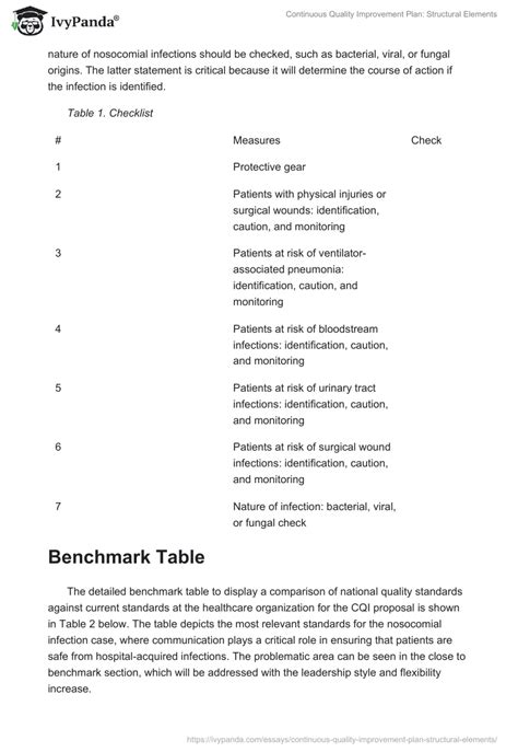 Continuous Quality Improvement Plan Structural Elements 939 Words