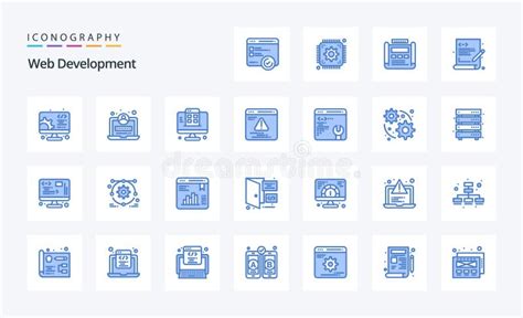 25 Web Development Blue Icon Pack Stock Vector Illustration Of Development Storage 264628271