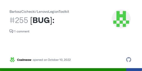 Bug · Issue 255 · Bartoszcicheckilenovolegiontoolkit · Github