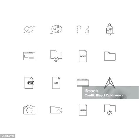 파일 및 폴더 기호 선형 얇은 아이콘을 설정 합니다 간단한 벡터 아이콘 설명 0명에 대한 스톡 벡터 아트 및 기타 이미지 0