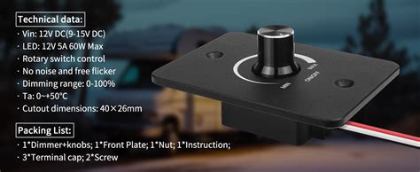 RGBZONE DC12V LED Dimmer Switch PWM RV LED Dimmer Switch Rotary LED Dimmer For Halogen