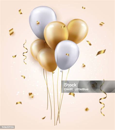 색종이와 리본이 있는 3d 풍선 배경 축하 제품 발표 쇼 화장품 연단 3차원 형태에 대한 스톡 벡터 아트 및 기타 이미지 3차원 형태 강단 개념 Istock