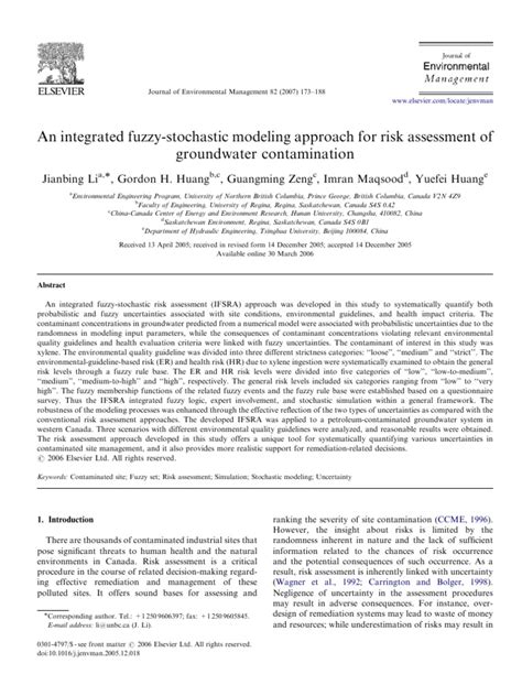 An Integrated Fuzzy Stochastic Modeling Approach For Risk Assessment Of Download Free Pdf