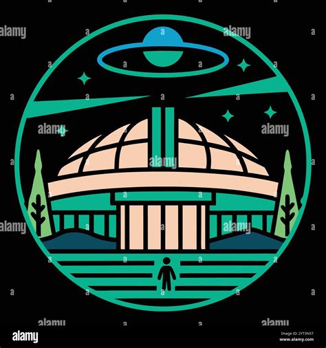 Abstract Dome Building With Green Path And Figures Vector Graphic Design Stock Vector Image