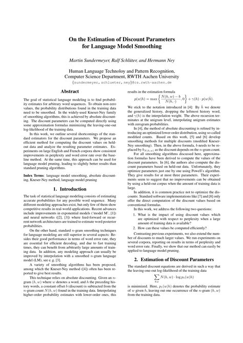 Pdf On The Estimation Of Discount Parameters For Language Model Smoothing