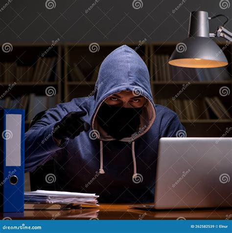 Hacker Stealing Personal Data From Home Computer Stock Image Image Of