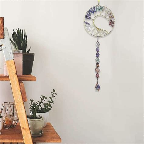 7 Chakras Stones Crystals Tree Of Life Wall Hanger Tumbled Gemstones