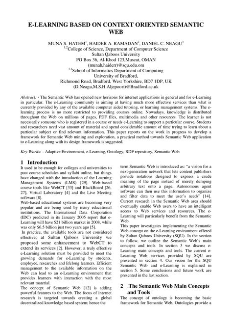 Pdf E Learning Based On Context Oriented Semantic Web
