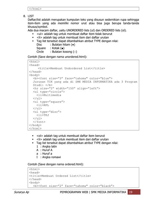 Modul Pemrograman Web Materi Dasar HTML Anaksisfo Halaman PDF Online PubHTML
