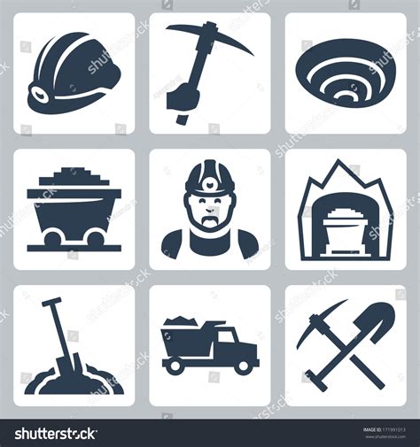 Vector Isolated Mining Icons Set Stock Vector 171991013 Shutterstock