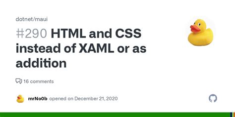Html And Css Instead Of Xaml Or As Addition · Issue 290 · Dotnetmaui · Github