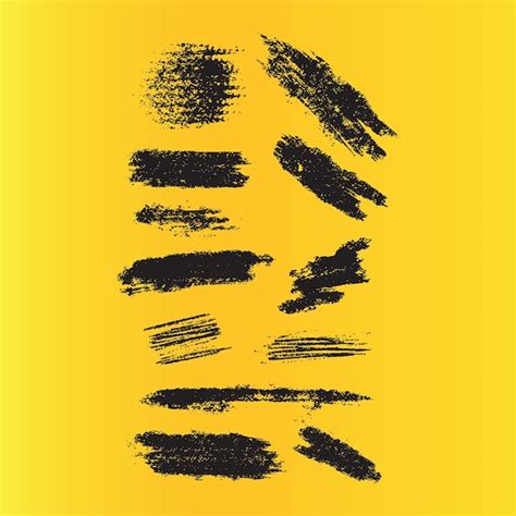 Брызги черных чернил и кисти изолированные на прозрачном фоне