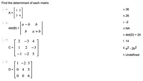 Solved Find The Determinant Of Each Chegg