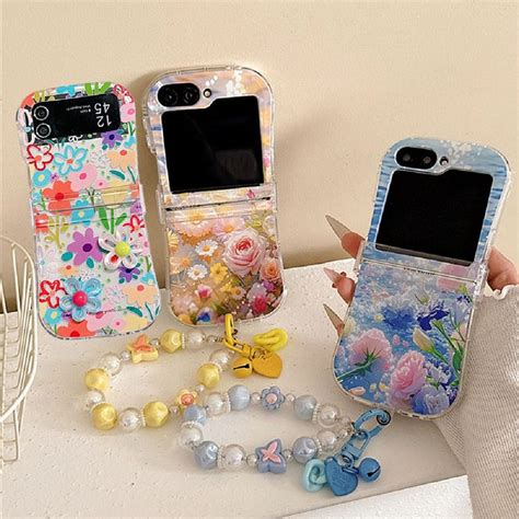 갤럭시 Z플립 6 5 4 3 지플립 플라워 핸드 비즈 스트랩 키링 힌지보호 투명 하드 케이 홈플러스 택배배송