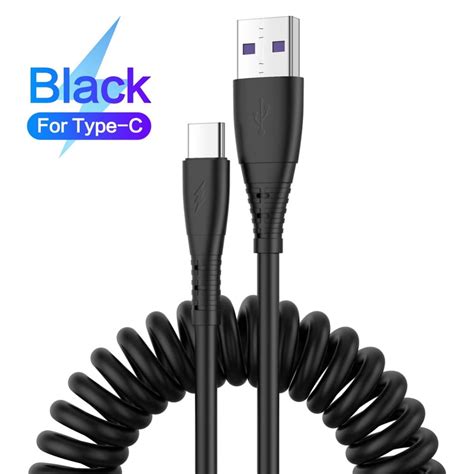 Usb Charging Cable Spring Coiled Usb To Type C Extension Cord Fast