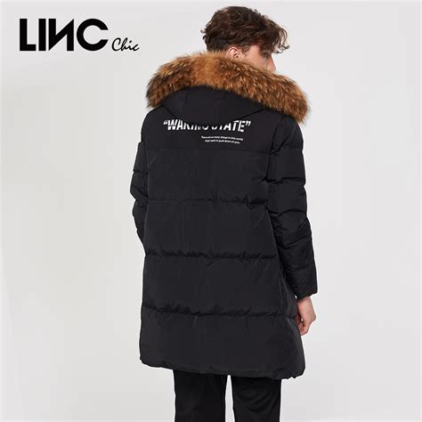 LINC金羽杰2019年冬季新款鹅绒大毛领保暖中长款羽绒服男946251 虎窝淘