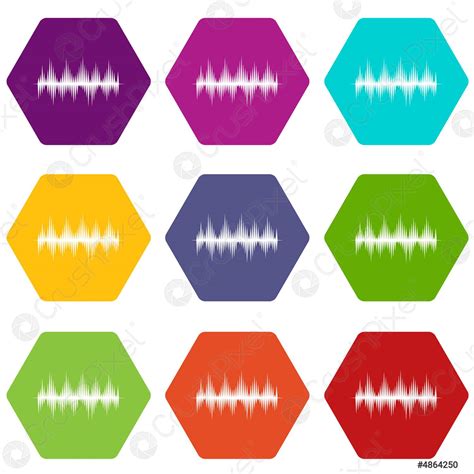 Audio Digital Equalizer Technology Icon Set Color Hexahedron Stock