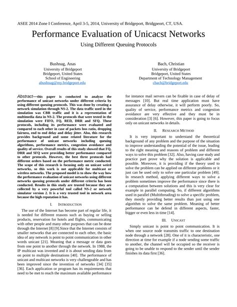 Pdf Performance Evaluation Of Unicacst Networks Using Different