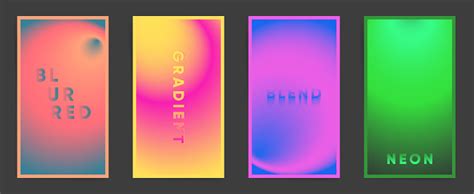 추상적인 봄 수직 이야기 포스터 소셜 미디어 게시물 스토리 배너를 위한 밝은 그라데이션 커버 템플릿 디자인 세트 사이버 펑크