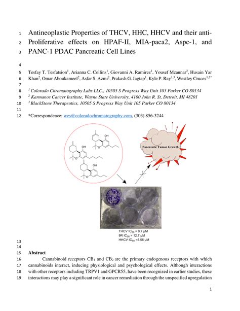 Pdf Antineoplastic Properties Of Thcv Hhc And Their Anti Proliferative Effects On Hpaf Ii