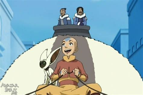 Avatar Aang Katara Momo And Sokka Being Welcomed By The Citizens Of The Northern Water Tribe