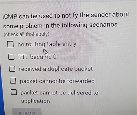 solved icmp can be used to notify the sender about some