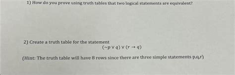 solved 1 how do you prove using truth tables that two