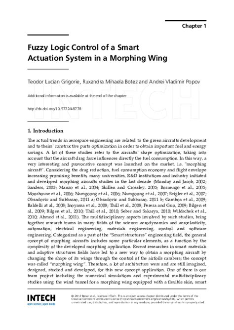 Pdf Fuzzy Logic Control Of A Smart Actuation System In A Morphing Wing