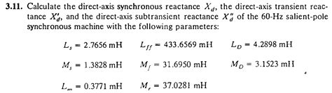 Solved Calculate The Direct Axis Synchronous Reactance Chegg
