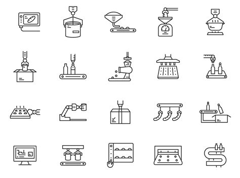 Food Manufacturing Line Icons