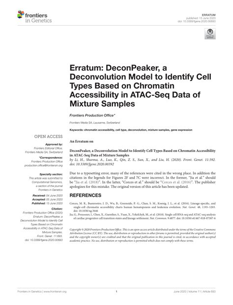 Pdf Erratum Deconpeaker A Deconvolution Model To Identify Cell