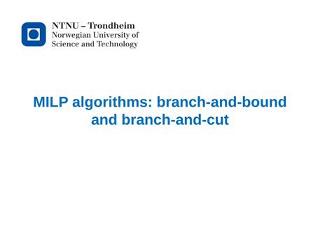 Pdf Milp Algorithms Branch And Bound And Branch And Cut Dokumentips