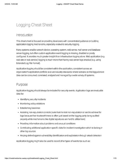 Owasp Logging Cheat Sheet Pdf