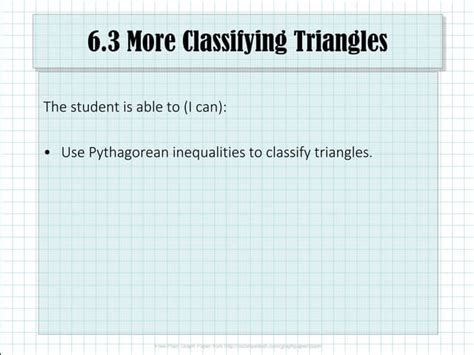 63 Classifying Triangles Using The Pythagorean Theorem Pdf