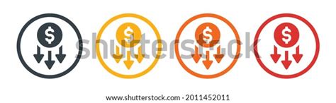 Cost Reduction Icon Money Decrease Sign Stock Vector Royalty Free