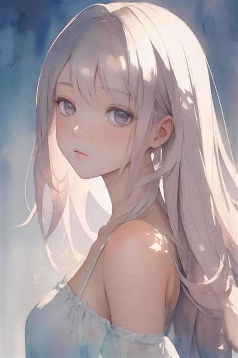 긴 흰 머리와 파란 눈을 가진 애니메이션 소녀가 옆을 바라보고 있습니다 Seaart Ai 긴 흰 머리와 파란 눈을 가진 애니메이션 소녀가 옆을 바라보고 있습니다 Seaart Ai
