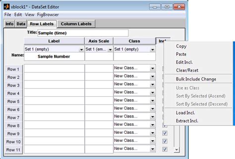 Dataset Editor Window Layout Eigenvector Research Documentation Wiki
