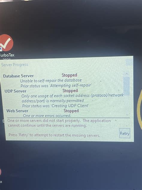 one or more servers did not start properly the application cannot