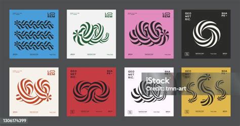 추상 착시 3d 모양의 집합 현대 기하학적 커버 트렌디 한 벡터 요소 로고에 대한 스톡 벡터 아트 및 기타 이미지 로고 다중 노출 줄무늬 Istock