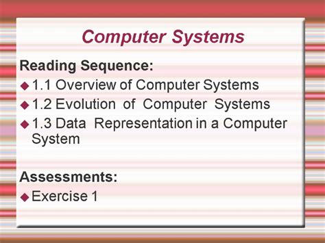 Unit 1 Computer Systems Computer Systems Reading Sequence
