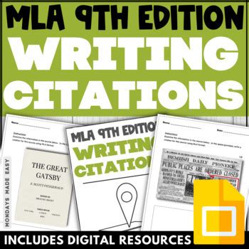 MLA Format Writing MLA Citations Question Prompts Task Cards Cheat Sheet