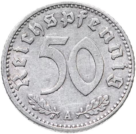 Германия 50 рейхспфеннигов 1935, алюминевая монета Третьего рейха ...