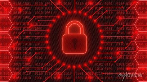 Padlock Logo Abstract Background In Red Of 4 Digit Binary Code • Wall